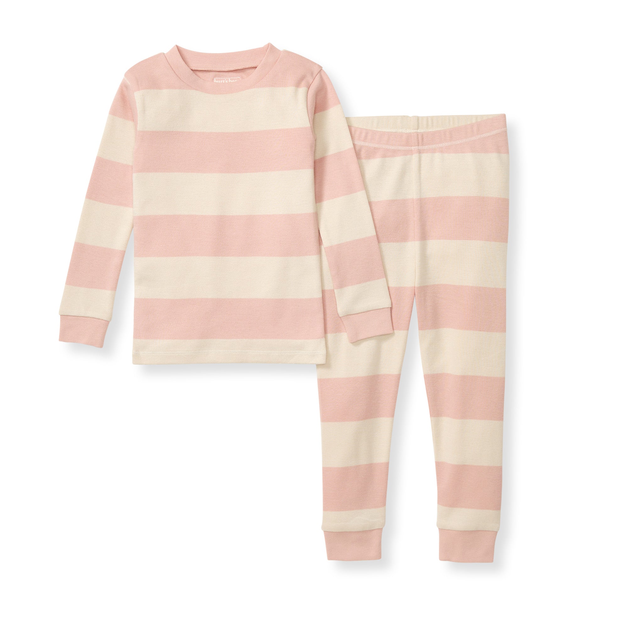 Rugby Stripe Organic Cotton Two-Piece Pajamas - Pink Sand – Burt's Bees ...