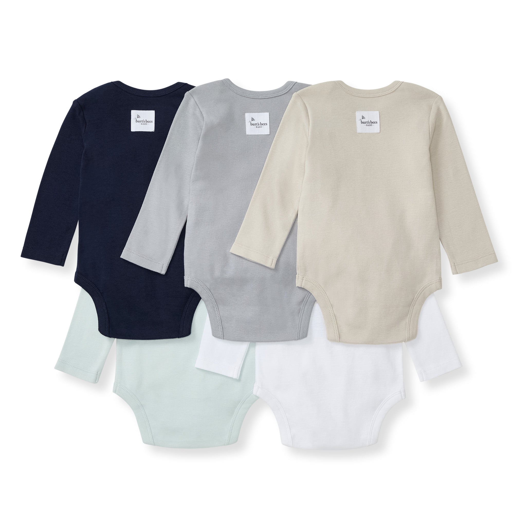 Solid Organic Cotton Long Sleeve Baby Bodysuits 5 Pack - Midnight ...
