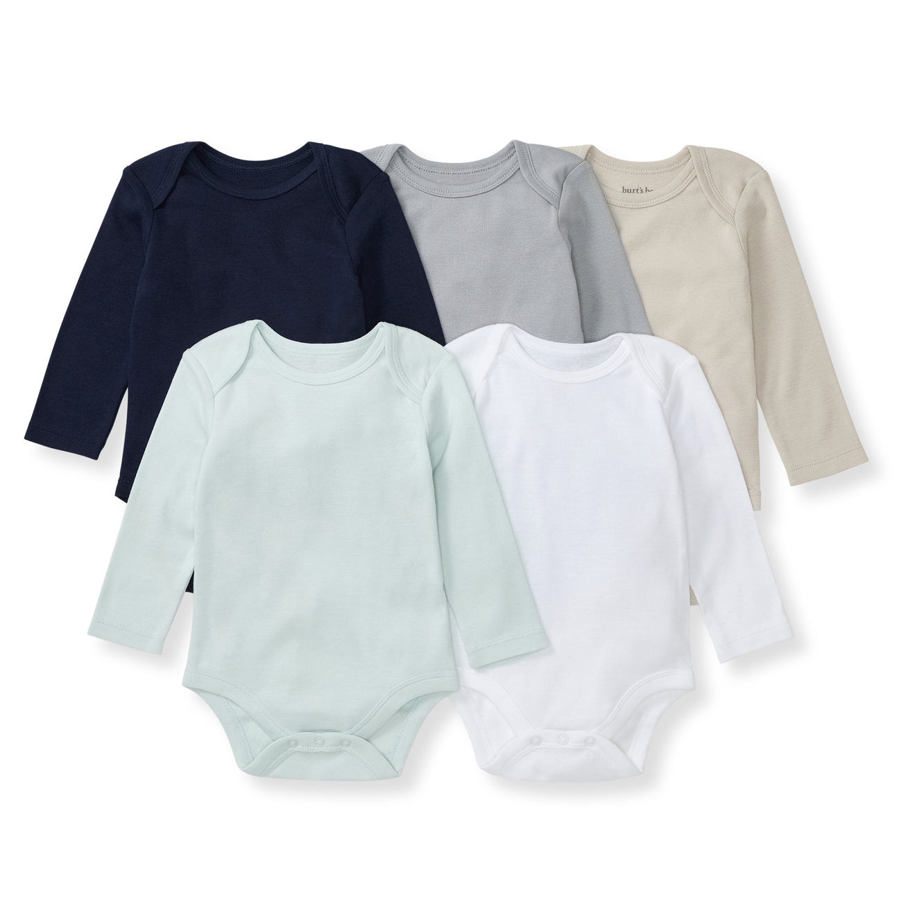 Solid Organic Cotton Long Sleeve Baby Bodysuits 5 Pack - Midnight ...