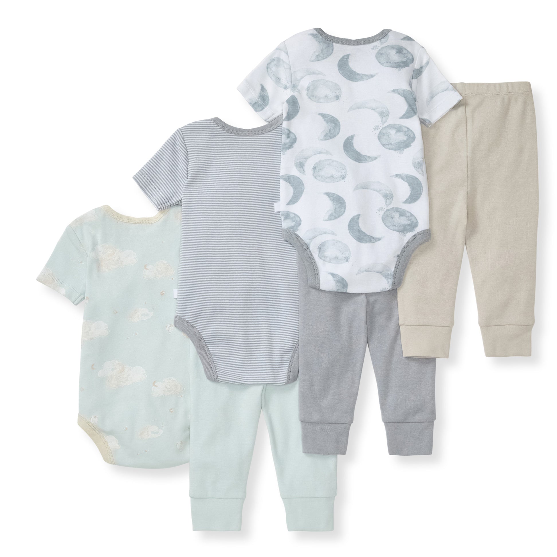 Hello Moon Organic Short Sleeve Bodysuit & Pant Set 3 Pack – Burt's ...