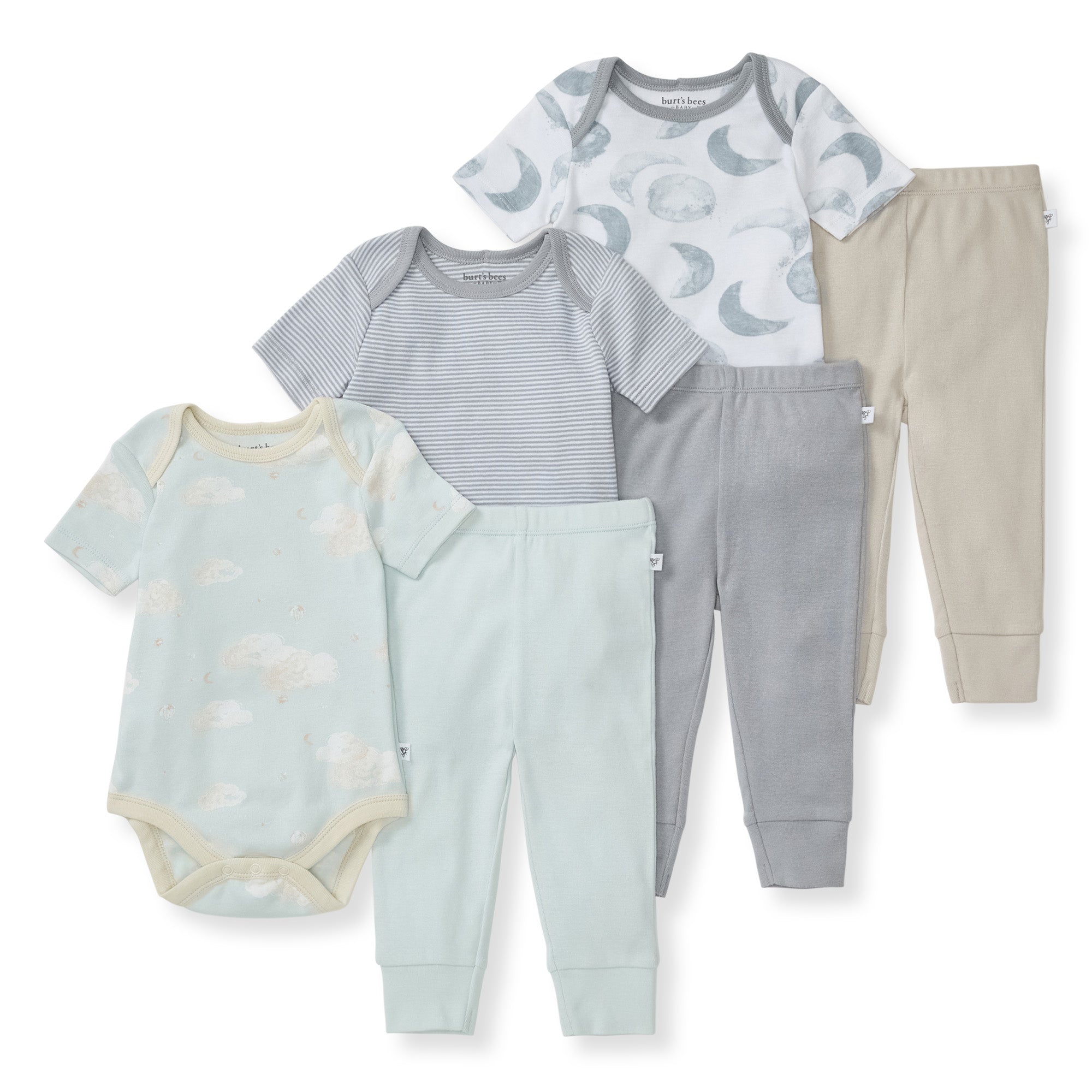 Hello Moon Organic Short Sleeve Bodysuit & Pant Set 3 Pack – Burt's ...